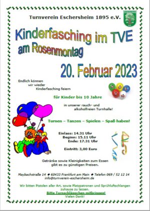 Kinderfasching im TVE- am Rosenmontag gehts rund.. – Turnverein ...